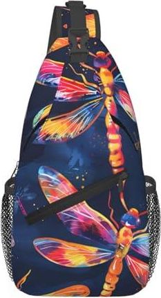 Generic Sacoche Port&eacute; &eacute;paule Motif libellule color&eacute; Casual Sling Bag Antivol Cross Body pour Femme &eacute;cole Homme