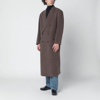 Auralee Brown double-breasted wool coat