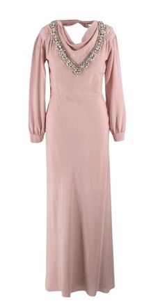 Miu Miu Blush Pink Crystal Embellished Silk Gown Size S