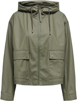 Only Coupe-Vent &agrave; Capuche Kaki uni avec Une Coupe Droite et des Poches &agrave; Rabat - Taille L