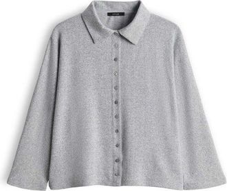 OPUS 3/4-Arm-Shirt Sutti aus weichem Jersey Boxy-Schnitt mit Perlmuttkn&ouml;pfen und weich angerauter Haptik