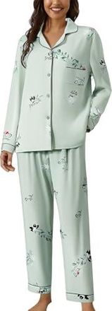Generic Ensemble de pyjama 2 pièces pour femme - Ensemble de pyjama à manches longues pour femme - Ensemble de vêtements de détente pour femme - Imprimé flora