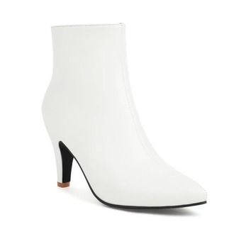Generic Bottines &agrave; talon chaton pour femme - Bout pointu - Fermeture &eacute;clair lat&eacute;rale - Pour le travail de bureau, blanc, 38.5 EU