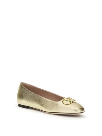 Valentino Garavani Womens Vlogo Signature Laminated Nappa Ballerinas Mekong Flat Shoes