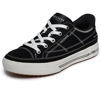 Skechers Arch Fit Arcade-See Ya There Baskets &agrave; Enfiler Mains Libres pour Femme, Noir/Blanc, 39.5 EU