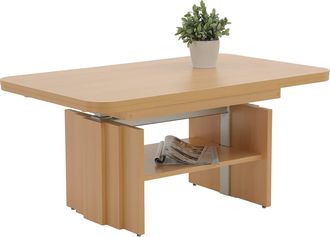 Apollo Funktionscouchtisch Hans, Holzwerkstoff melaminbeschichtet, Buche-Dekor, ausziehbar 108-168cm, h&ouml;henverstellbar mit Lift 52-70cm