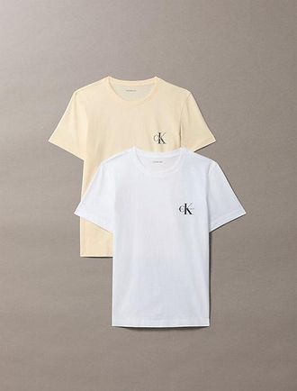 Calvin Klein 2er-pack T-shirts Aus Baumwolle Mit Monogramm - Vanilla Custard W/white - Damen - XS