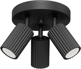 Sollux Lighting Plafonnier LED - Spot de Plafond - en Aluminium - 3 Abat-jours - 19,5 x 19,5 x 18 cm - Karbon Noir