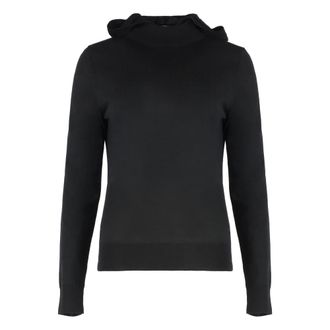 P.A.R.O.S.H. Luxuri&ouml;ser Wollseide-Kaschmir-Strickhoodie - - Sweatshirts & Hoodies - Damen - Schwarzk - XS