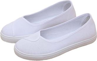 Generic Baskets plates &agrave; enfiler pour femme - Mocassins classiques en toile douce - Antid&eacute;rapantes - Chaussures de travail pour femme - Baskets z&eacute;ro goutte, b