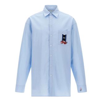 J.W.Anderson Window besticktes Leinenmischhemd - - Shirts - Herren - Blau - L