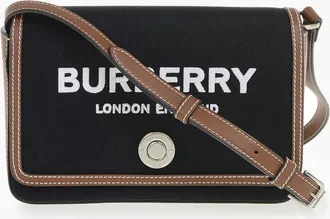 Burberry Fabric And Leather Shoulder Bag With Embroidered Logo Burberry
