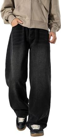 Generic Jean Baggy Noir pour Homme, Jambes Larges, Coupe Ample, Style Streetwear d&eacute;contract&eacute;, Pantalon Long Style Hip hop, Noir Taille M