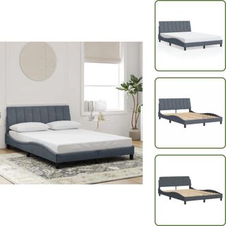 vidaXL Bettgestell ohne Matratze Dunkelgrau 140x200 cm Samt - Bettstellengestell - Doppelbett - Samtbettw&auml;sche - Boxspringbett - Kopfst&uuml;tzkissen