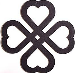 Homemania HOMESRV-33 Wanddekoration, vierblättriges Kleeblatt mit Ablagen, für Studenten, Wohnzimmer, Schlafzimmer, Schwarz aus Metall, 52 x 0,15 x 52 cm