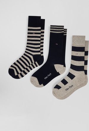Eden Park Lot De 3 Paires De Chaussettes Cercl&eacute;es Grises En Coton Stretch