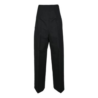 Sportmax Baumwoll Leinen Hose - - Trousers - Damen - Schwarzk - 2XS