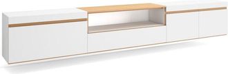 Skraut Home Skraut Home - TV-Schrank, Lowboard, für Wohnzimmer und Esszimmer, 288x35x45 cm, Für großformatiges TV, Hängend, Moderner Stil, Weiß und Eiche Soft