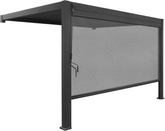 Sweeek Pergola bioclimatique aluminium adoss&eacute;e 4x3m + 1 store 4m anthracite Triomphe