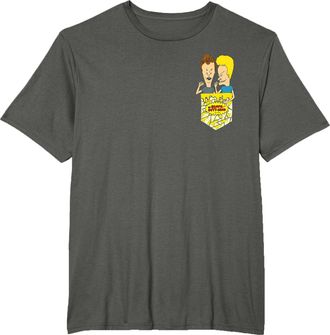 Beavis And Butt-Head Vintage Retro Faux Nachos Pocket T-Shirt - Unisex-Erwachsene - Schwarz - S