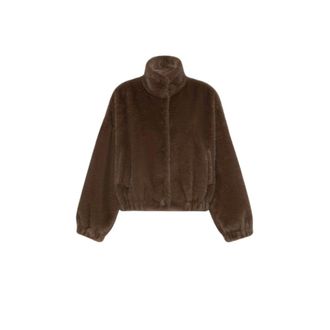 Max Mara Veste en fausse fourrure &agrave; bords &eacute;lastiqu&eacute;s - Femme - Vestes - Brun - Taille: 36 FR