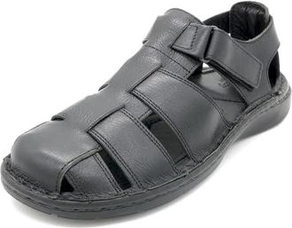 Esprit Fisherman Sandales dété fermées en cuir véritable avec semelle intérieure rembourrée en gel, Noir, 45 EU