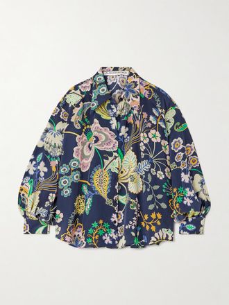 Alix of Bohemia Chemise En Cr&ecirc;pe De Chine De Soie Imprim&eacute; Emery - Bleu