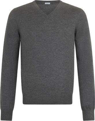 Malo V-neck long-sleeve sweater - Grau