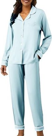 Generic Ensembles De Pyjama Femme Manches Longues Col en V Boutonn&eacute; Grande Taille Imprim&eacute; &agrave; Pois Coton Pyjama Pantalon Automne Et Hiver Respirant Doux V&ecirc;Temen