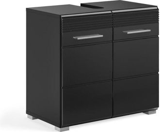 M&S Collection Linus Waschbeckenunterschrank 2 T&uuml;ren Schwarz hochglanz, schwarz