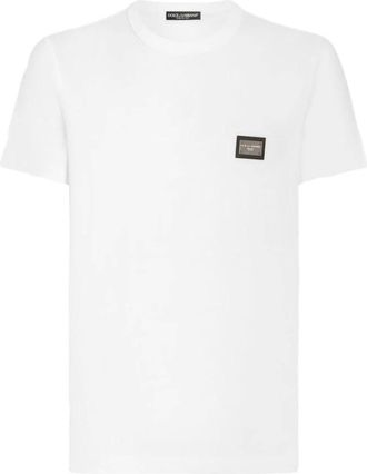 Dolce & Gabbana Homme, Tops, Blanc, Taille: 3XL T-shirt Girocollo