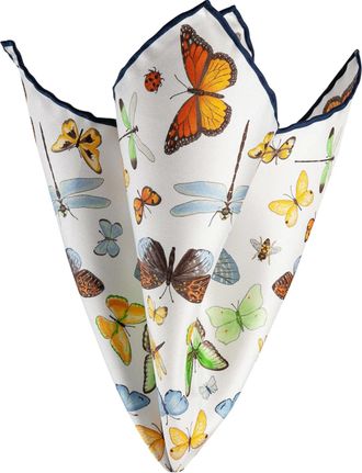 Ascot Herren Einstecktuch wei&szlig; gemustert