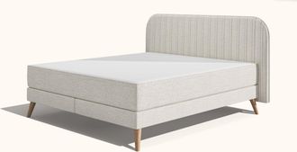Emma Original Elite Boxspringbett - Mint - 200x200 cm - Kopfteil Kissen - Holzf&uuml;&szlig;e
