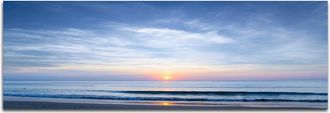 Paul Sinus Art Panoramabild auf Leinwand und Keilrahmen 120x40cm Meer Strand Wellen Wolkenhimmel Sonne