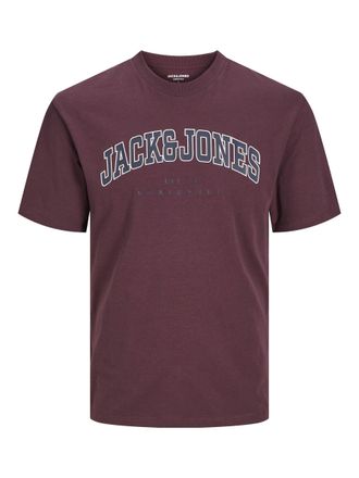 Jack & Jones Herren Jjecaleb Varsity Tee O-Neck Noos T-Shirt, Vineyard Wine,M