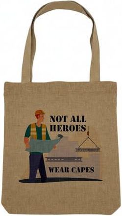 Fabulous Sac Shopping Tote Bag Aspect Lin - True Heroes - Engineer Building Job Sac de Courses Toile Epaisse 360g Beige Naturel Cabas Port&eacute; Epaule Solide Impri