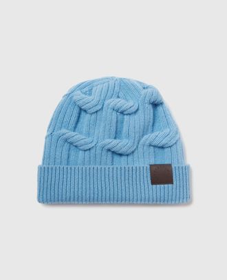 Stella McCartney Falabella Cable-Knit Beanie, Woman, New sky blue