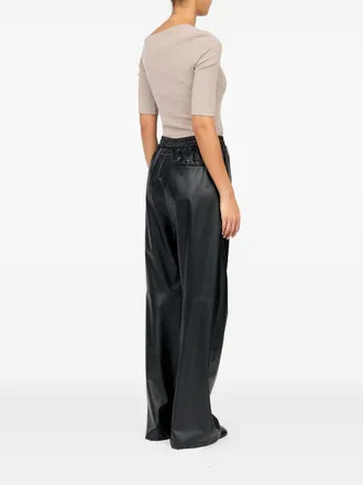 Maison Margiela Faux Leather Wide-Leg Trousers - Black