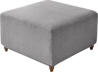Generic Quadratischer Ottomanen-Bezug f&uuml;r Wohnzimmer, Ottomane, Schonbezug, dehnbar, elastisch, Hocker, M&ouml;belschutz (Grau-A, L)