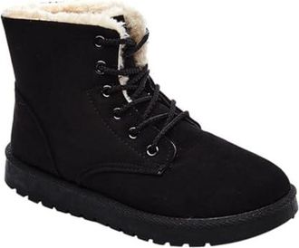 BESPORTBLE Bottes de Neige Courtes pour Femmes Bottines Chaudes en Coton Noir Taille 39 Semelle Antid&eacute;rapante Lacets Talon Plat Chaussures DHiver Confortables et