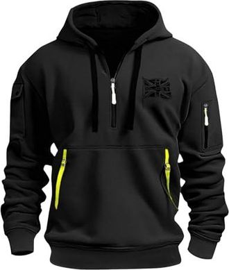 Generic Sweat &agrave; capuche pour homme avec fermeture &eacute;clair - Pull de transition - Coupe ample - T-shirt &agrave; manches longues - T-shirt dext&eacute;rieur r&eacute;tro - Sweat-shi