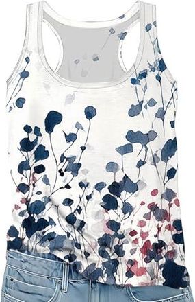 Generic Debardeur Femme Chic et &eacute;l&eacute;gant Imprim&eacute; Chemisier sans Manche Imprim&eacute; D&eacute;bardeur Crop Top Ete Haut Sexy Chic et Elegant Fluide Ample Caraco Vetement Fe