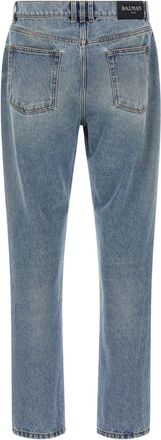 Balmain Stonewashed Cotton Jeans - Blue