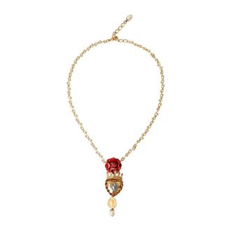 Dolce & Gabbana Femme, Accessoires, Jaune, Taille: ONE Size Sacred Heart Rose Pendant Necklace