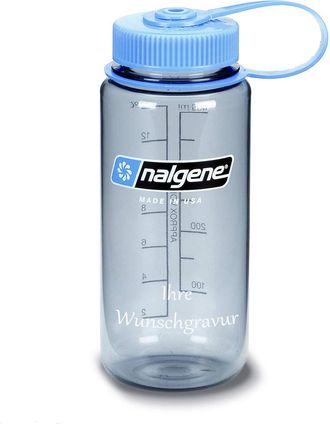Nalgene Flasche Everyday Weithals - 0,5 L (Grau, mit Namensgravur, 0,5 Liter)