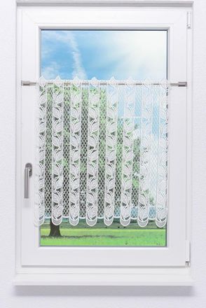 Plauener Spitze Scheibengardine Blättergirlande 1W (Bx H) 116cm * 90cm weiß