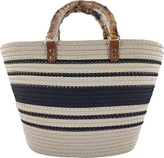 Generic Grand sac &agrave; main tiss&eacute; en fil de coton tiss&eacute; avec panier de chou, sac de plage, sac &agrave; main fran&ccedil;ais antique pour femme, beige, Taille unique