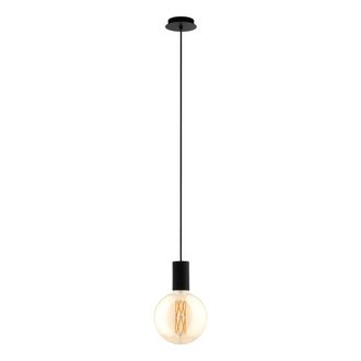 Eglo Pendelleuchte Pozueta, 1 flammige Schnurpendel H&auml;ngelampe Vintage, Industrial, H&auml;ngeleuchte aus Stahl in Schwarz, Esstischlampe, Wohnzimmerlampe h&auml;nge