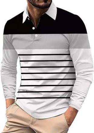 Generic Chemise de golf pour homme &agrave; boutons 1/4, chemise de golf pour homme, confortable, doux, extensible, respirant, ray&eacute;, l&eacute;ger, d&eacute;contract&eacute;, s&eacute;chage rapi