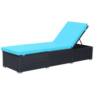 vidaXL Vidaxl - Chaise longue avec coussin R&eacute;sine tress&eacute;e Noir